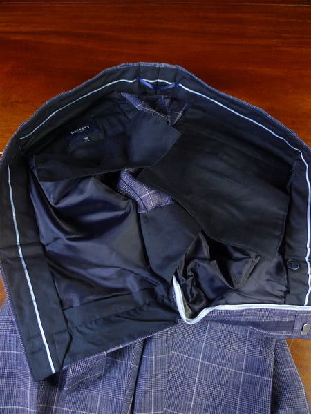 25/0398 new w/tags hackett london pale blue wp check wool & linen suit ...